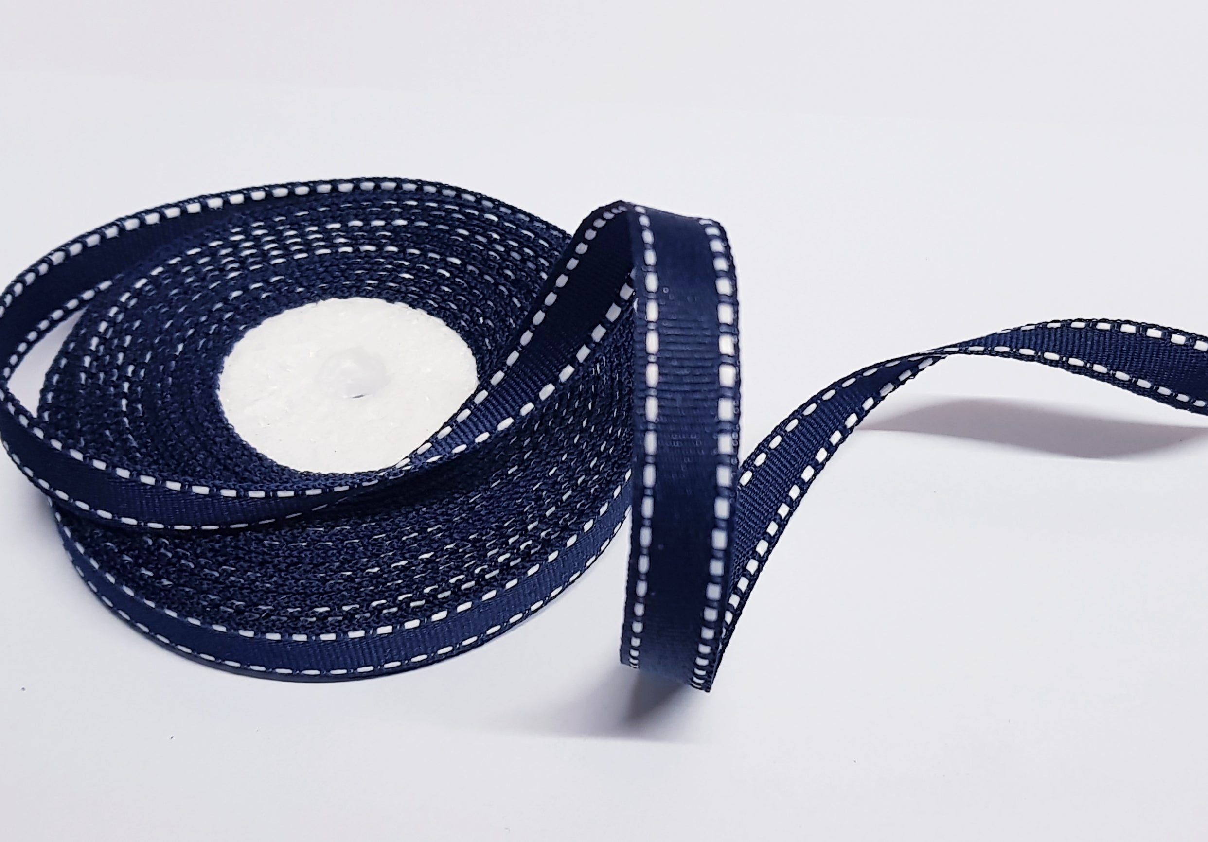 10mm Navy Blue Saddle Stitch Grosgrain Ribbon – 10 Meters Roll ...